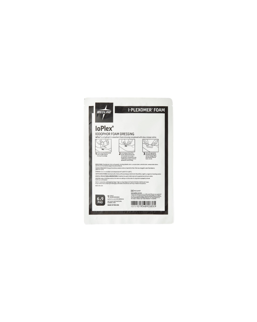 IoPlex Iodophor Foam Dressing with Iodine - 6" x 9" Pad – Sun Medical ...